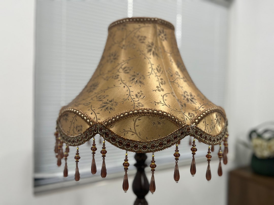 Chic Lamp Shape Antique Vintage Brown Fabric Lampshade With Fringe ...
