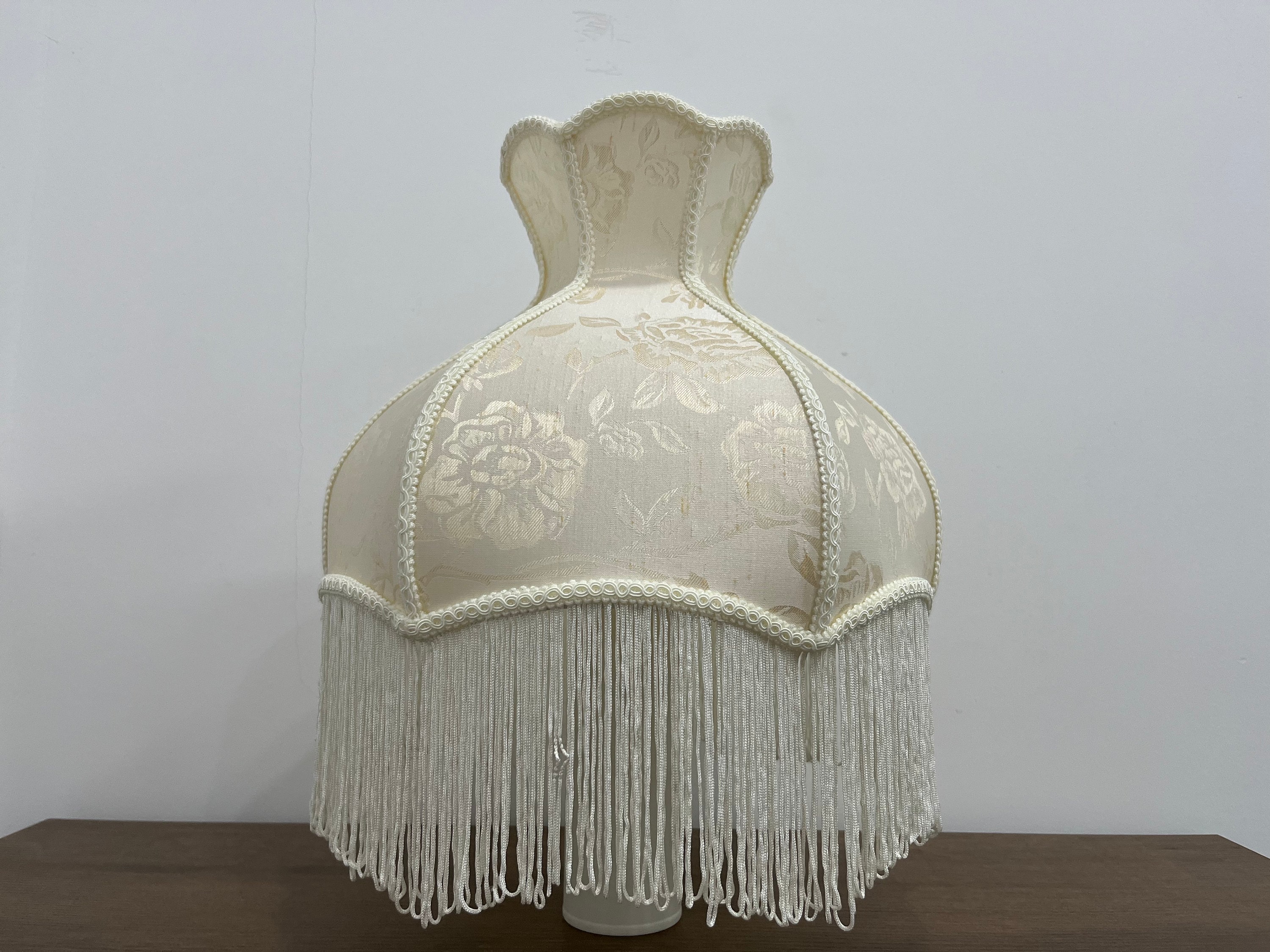 Scallop Dome Lamp Shades With Tassels Cream Floral Bouquet - Etsy