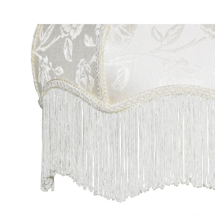 Scallop Dome Lamp Shades With Tassels Cream Floral Bouquet - Etsy