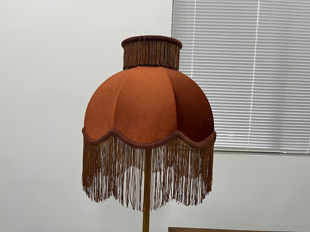 Brown Velvet Fringe Lamp Shade , Victorian Lampshade for Table Lamp ...