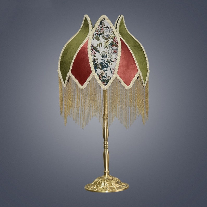 Luxury Velvet With Copper Fringes Lamp Shade Vintage Lamp - Etsy