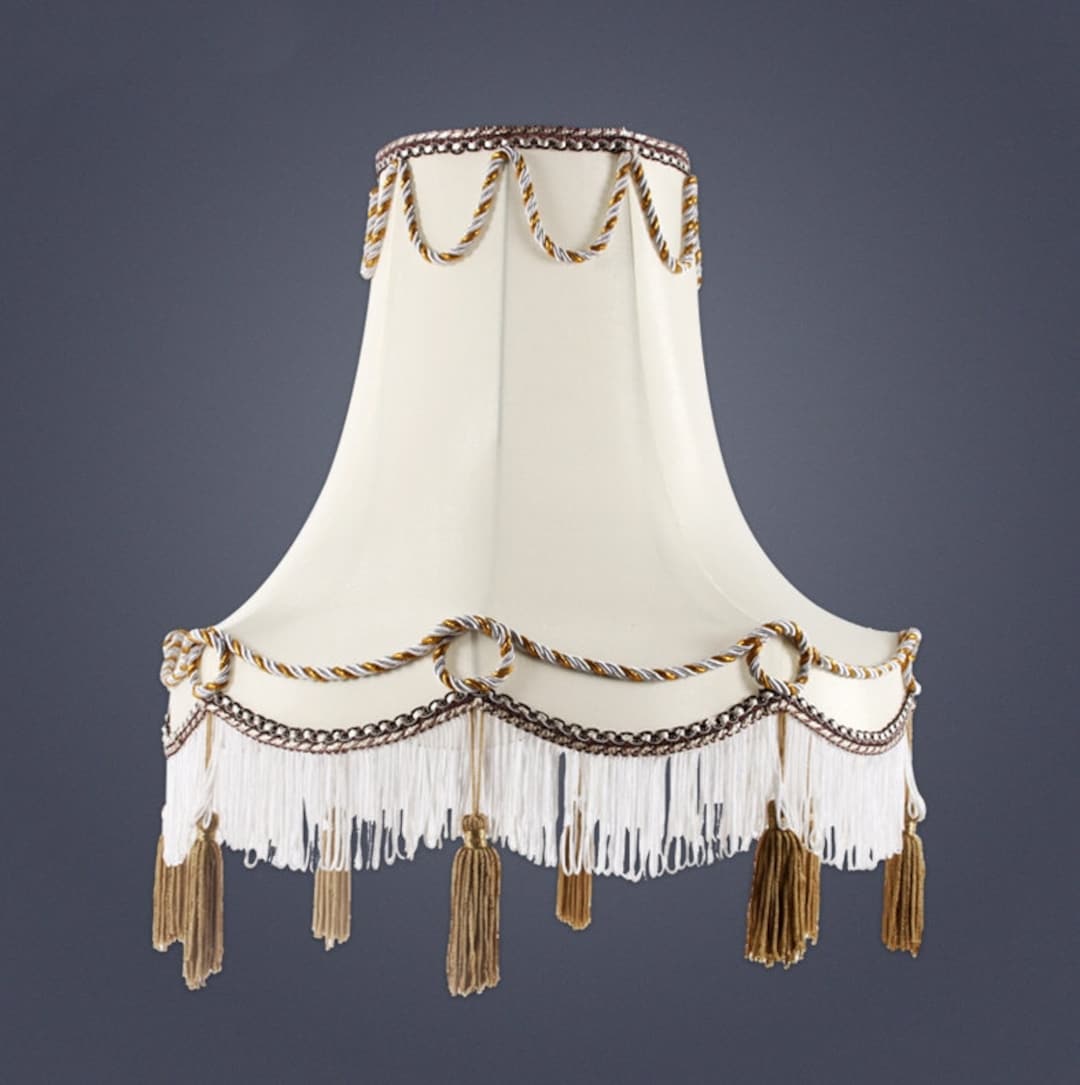 White Silk Handmade Lamp Shades With Tassels, European Style Lampshade ...