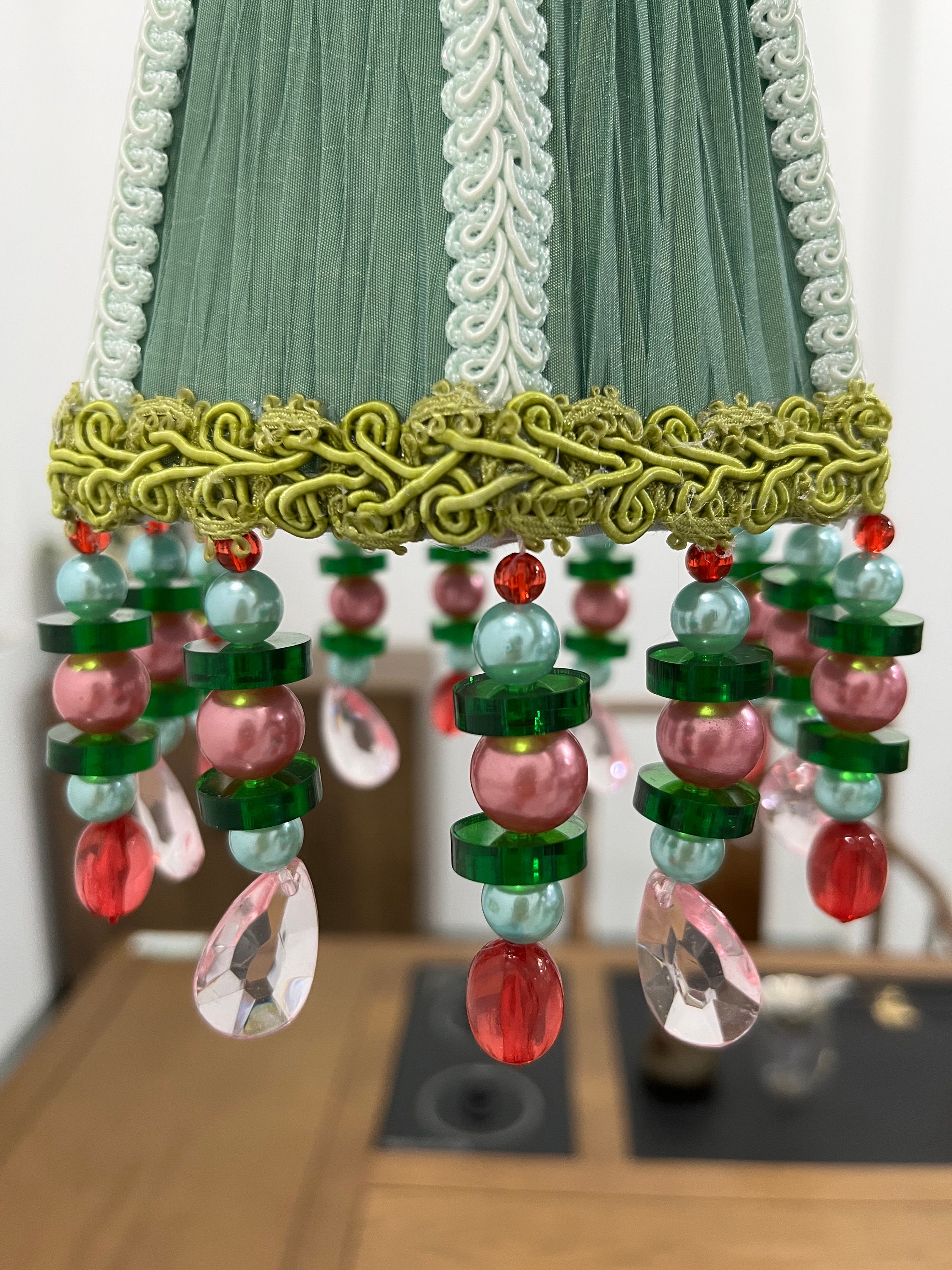 Small Vintage Green Beaded Lamp Shades .unique Lampshade - Etsy