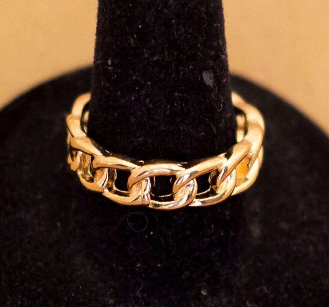 Vintage Curb Chains Wrap Elegant Gold Tone Ring Size 8 1/2 Y6 - Etsy