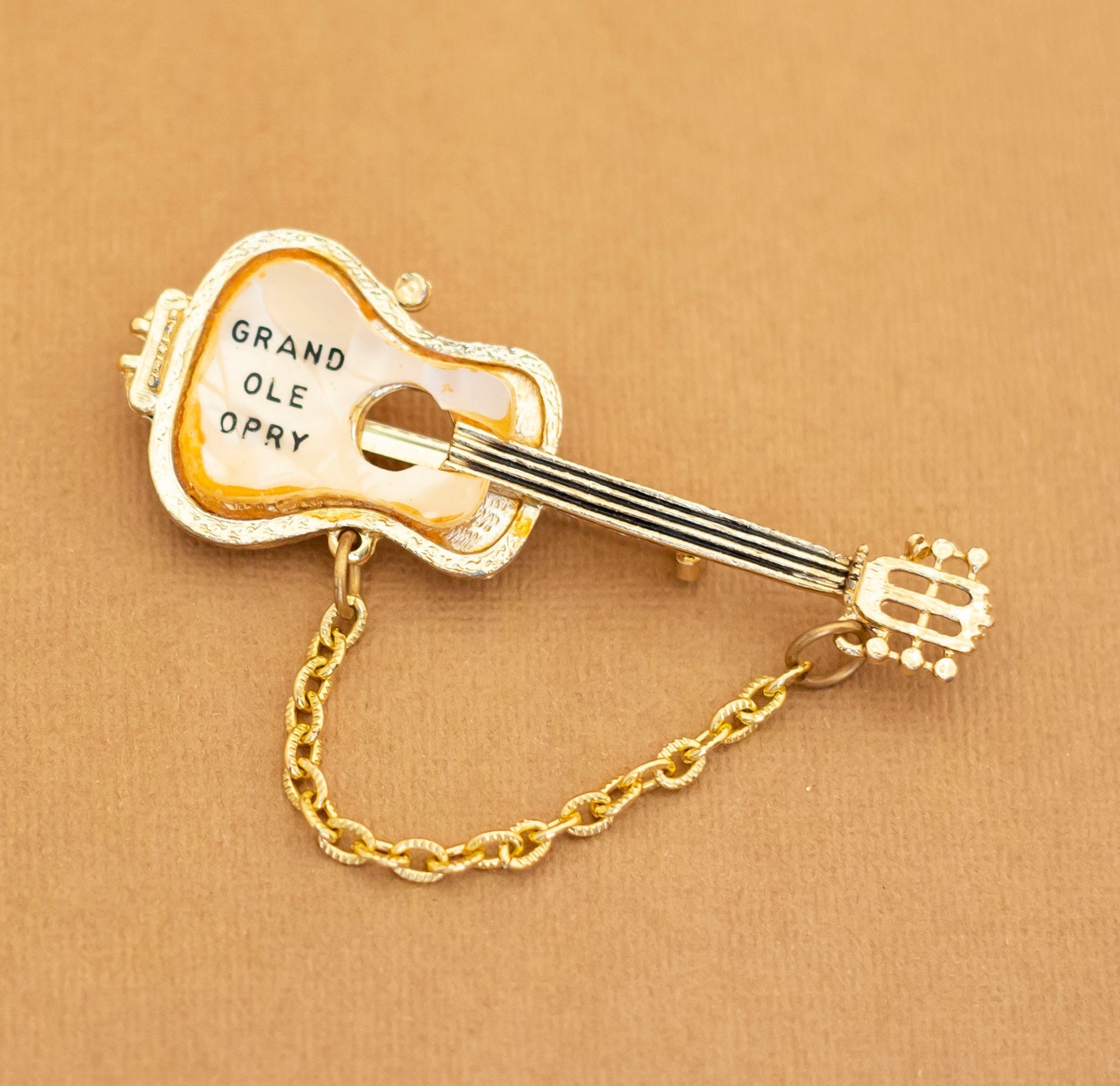 Vintage Classic Acoustic Chained Guitar Gold Tone Brooch - Y18 - Etsy