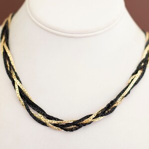 Vintage Black & Gold Tone Tangled Chains Elegant Chain Necklace 24 Inch ...