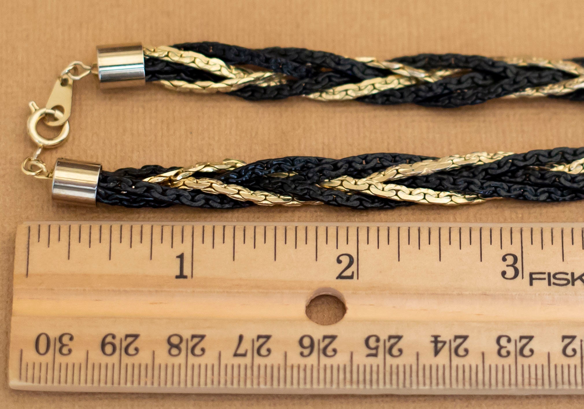 Vintage Black & Gold Tone Tangled Chains Elegant Chain Necklace 24 Inch ...