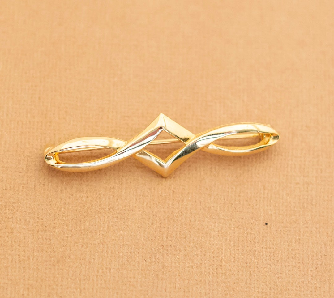 Vintage Gold Tone Spiral Twist Triangle Elegant Brooch - Y5 - Etsy