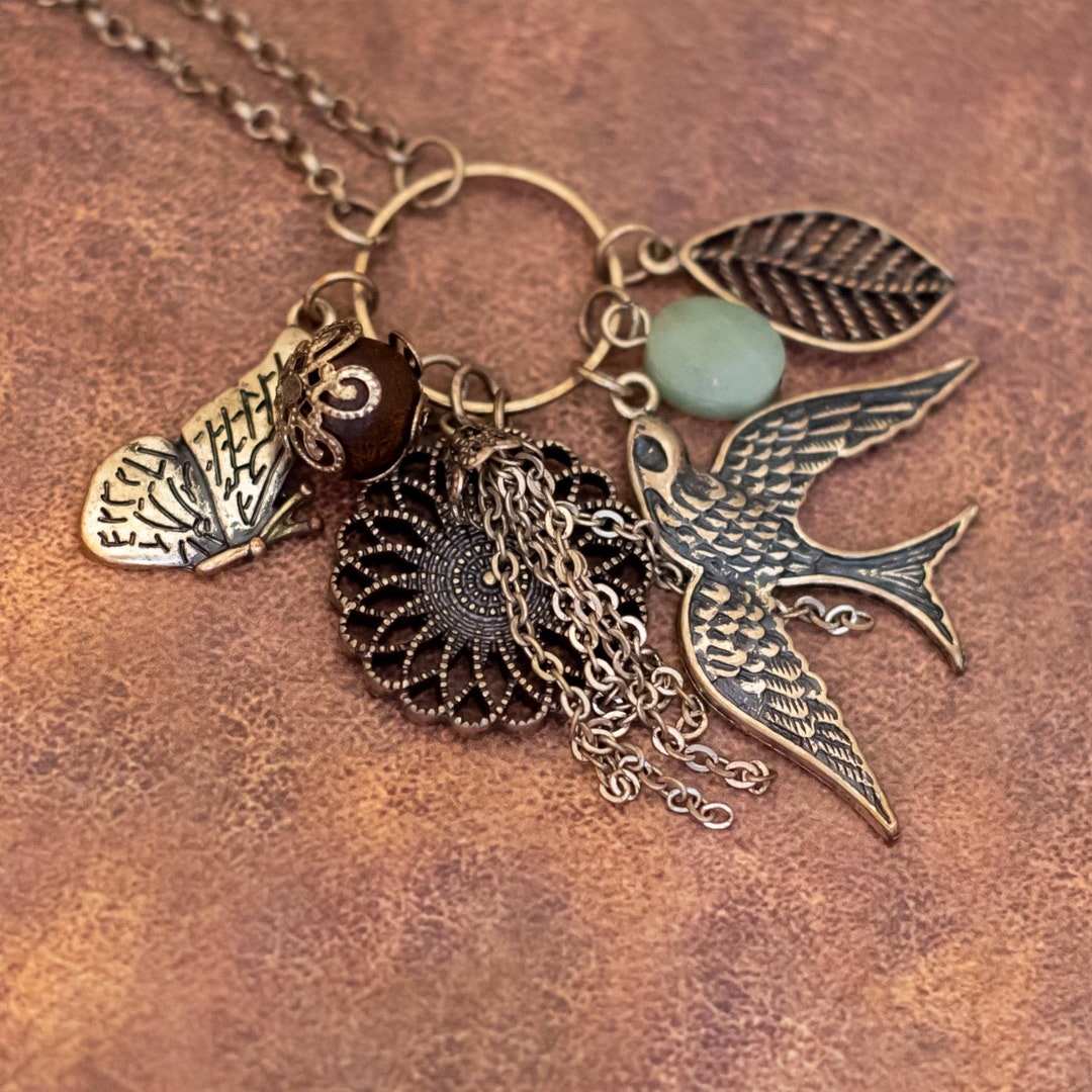 28 Inch, Vintage Intricate Elven Themed Forest Fairy Charm Necklace Y21 ...