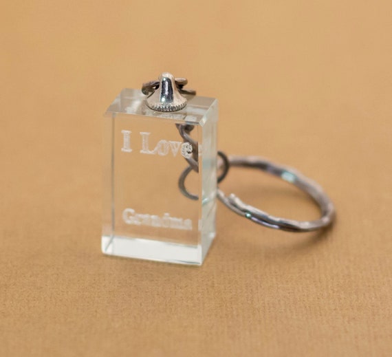 Vintage Clear Transparent Glass Love Box Key Chain - … - Gem