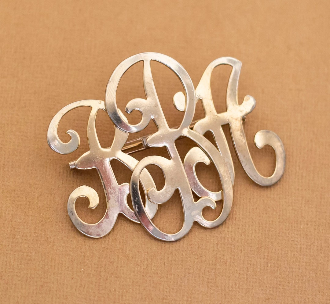 Vintage Name Initials Light Gold Tone Elegant Brooch - Y2 - Etsy