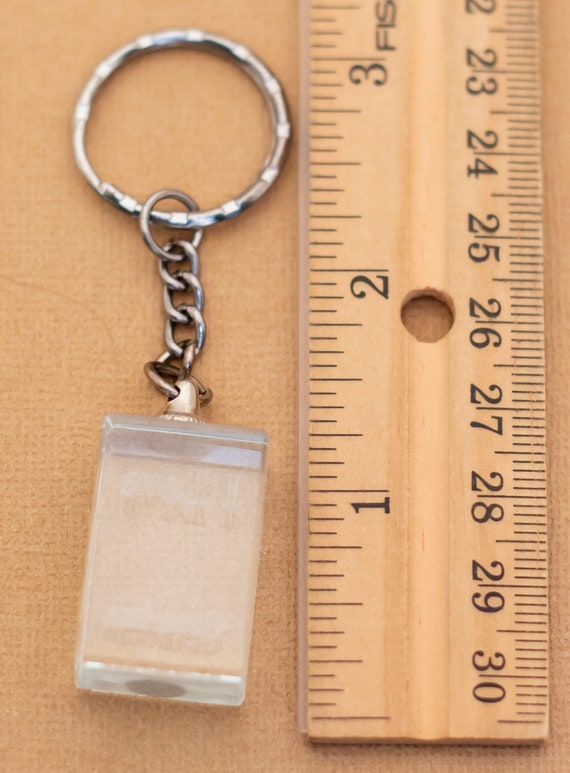 Vintage Clear Transparent Glass Love Box Key Chain - … - Gem