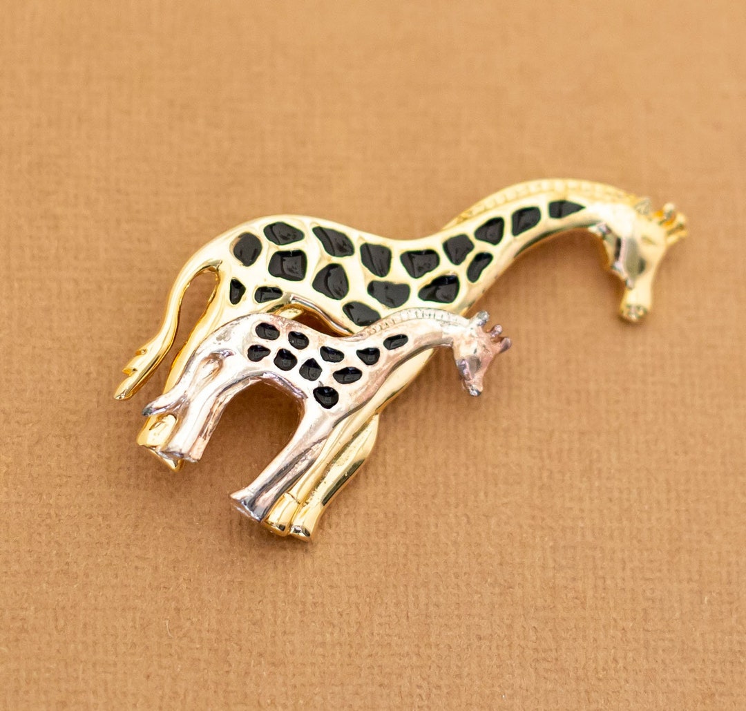 Vintage Lovely Giraffes Gold Tone Intricate Brooch by TC - Y12 - Etsy