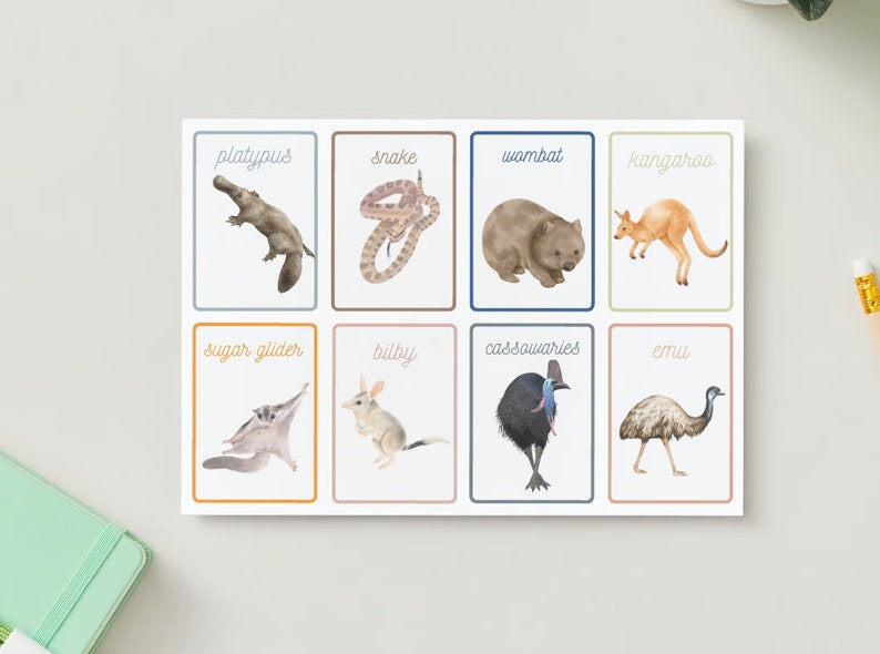 PRINTABLE Montessori Australia Themed Flashcards - Etsy