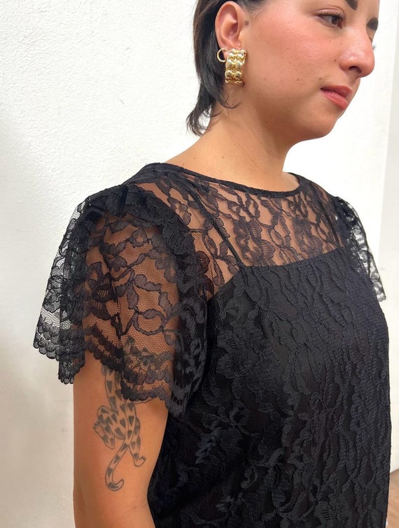 1980s black late prom dress/ 80s CLUES COLLECTIONS pa… - Gem