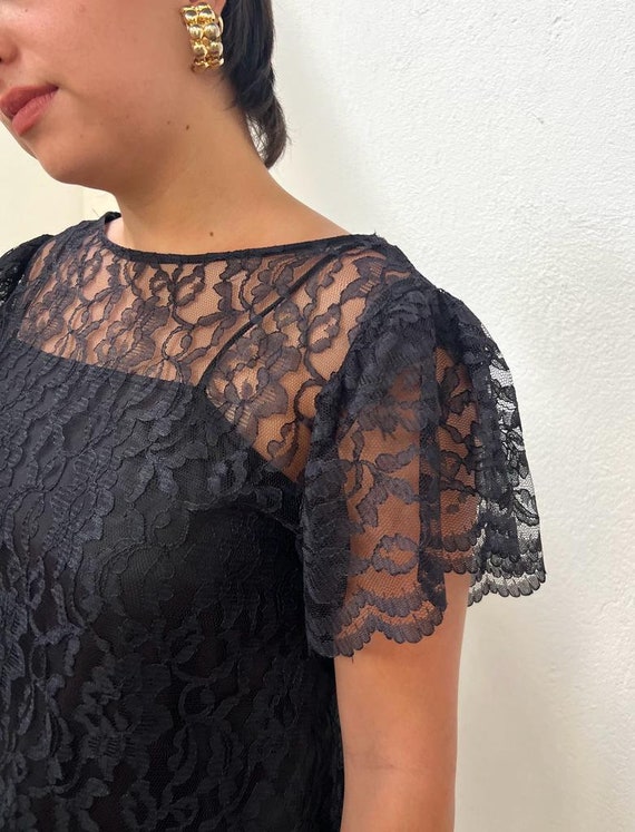 1980s black late prom dress/ 80s CLUES COLLECTIONS pa… - Gem