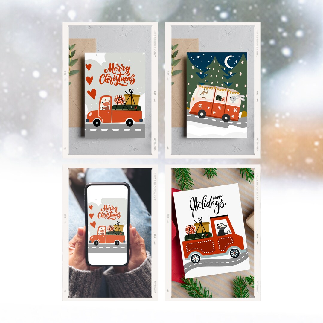 Set of 3 Printable Holiday Cards, Bundle of Holiday Cards, Holiday ...