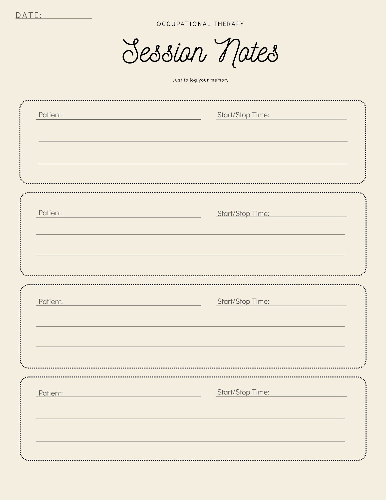 OT Session Notes - Etsy