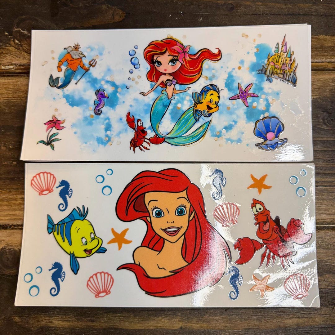 Princess Ariel,little Mermaid UVDTF, UV DTF Cup Wrap,transfers, Ready ...