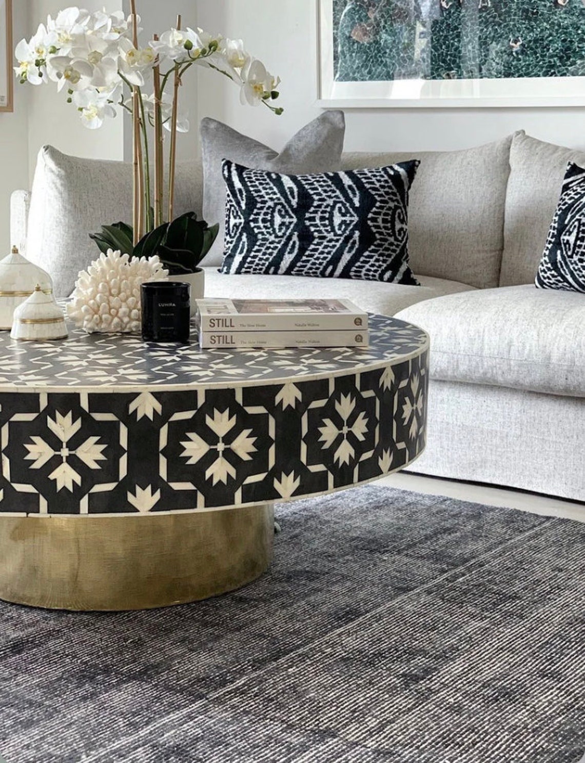 Bone Inlay Round Coffee Table - Etsy