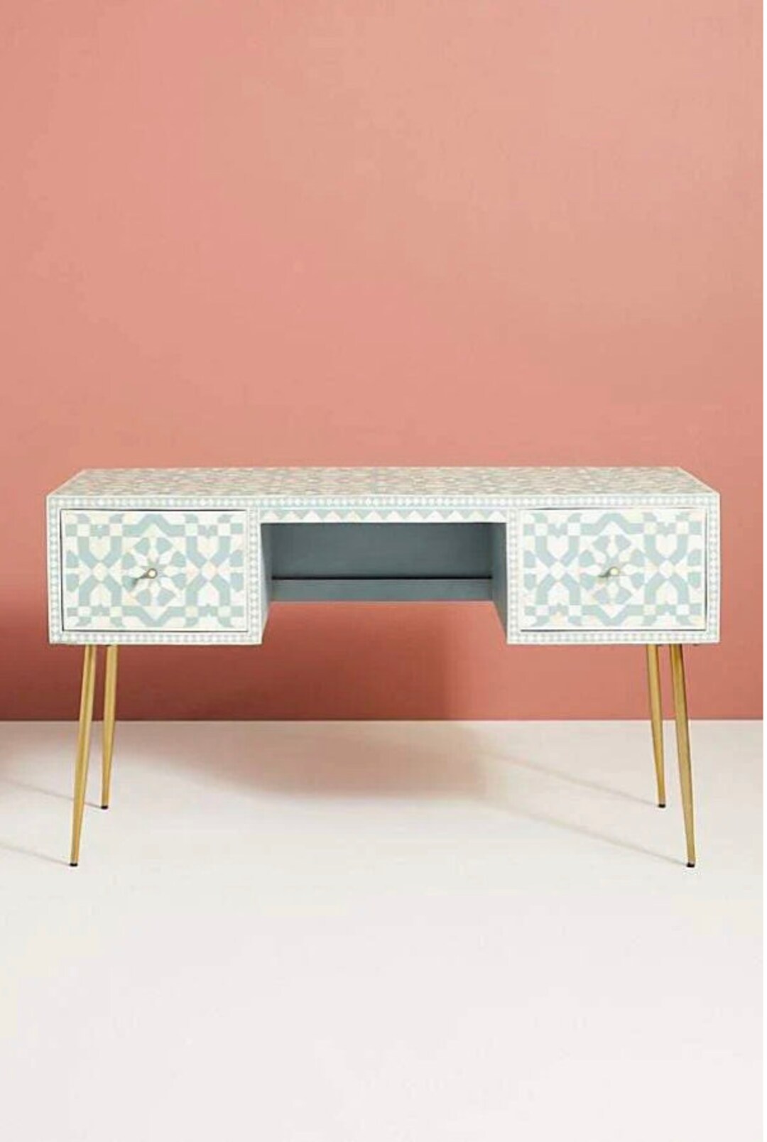 Bone Inlay Green Moroccan Design Desk Console - Etsy