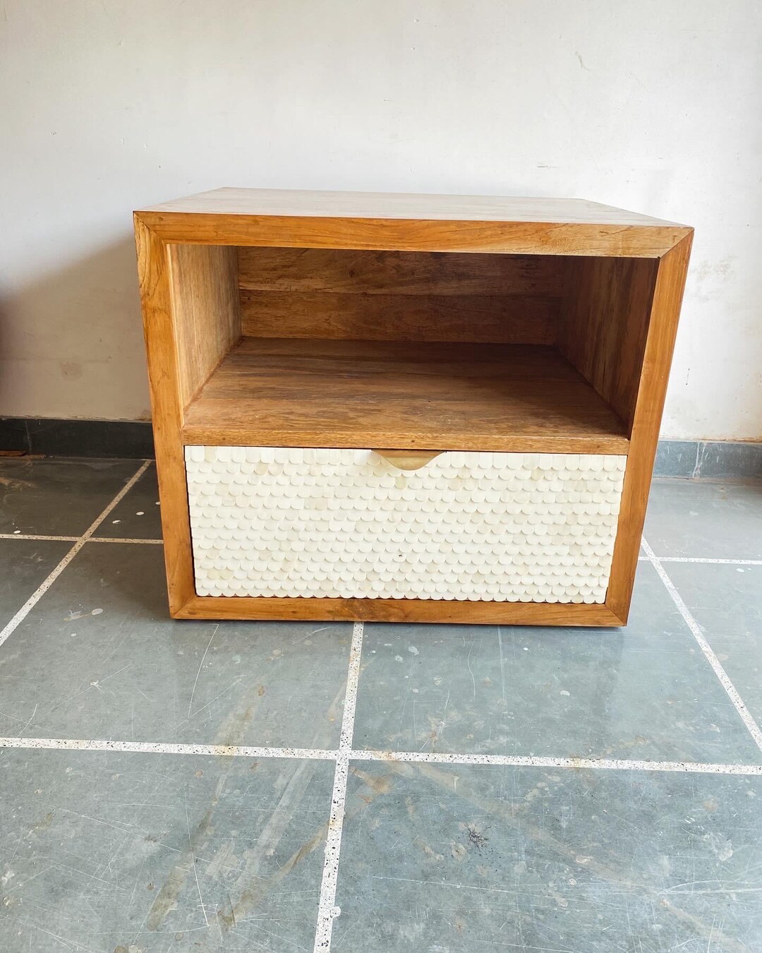 Handmade Bone Inlay Fish Scale Design Nightstand - Etsy