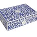 Handmade Bone Inlay Floral Design Jewelry Box Light Indigo, Decorative ...