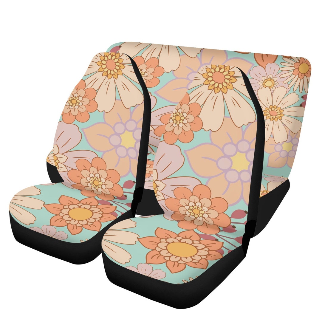 Funky Retro Car Seat Covers for Vehicle Boho Floral Car Seat Cover ...
