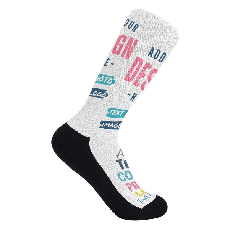 Custom Crew Socks Personalized Socks Unisex Polyester Cotton Blend ...
