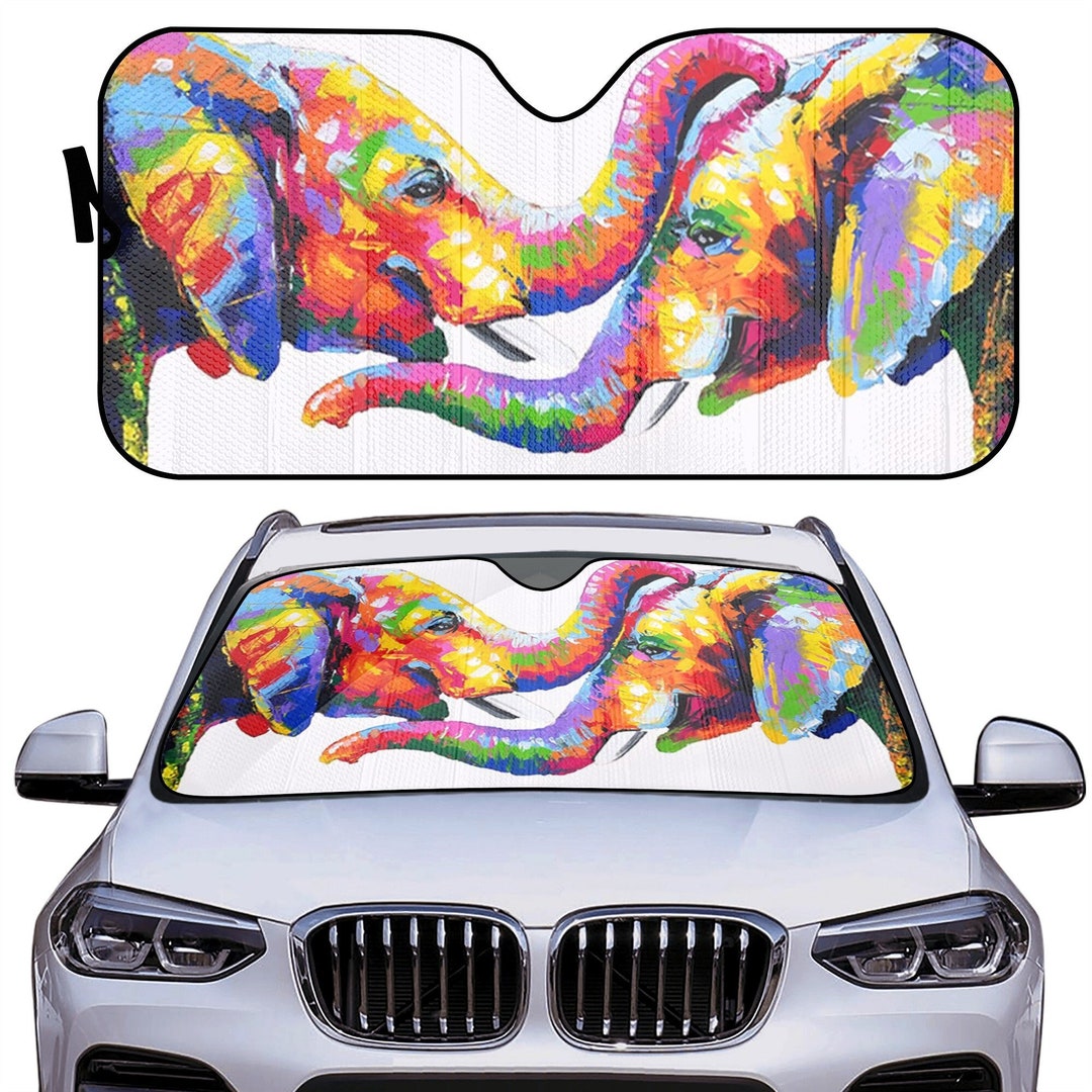Elephant Car Sun Shade for Vehicles Cute Animal Car Windshield Sunshade ...