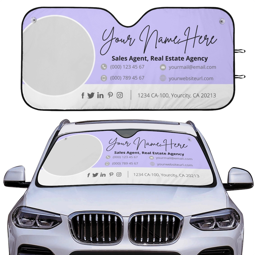 Custom Sun Shade Business Card Car Advertisement Real Estate Agents ...