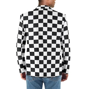 Black & White Checkered Suit Jacket Racing Flag Blazer for Men or Women ...