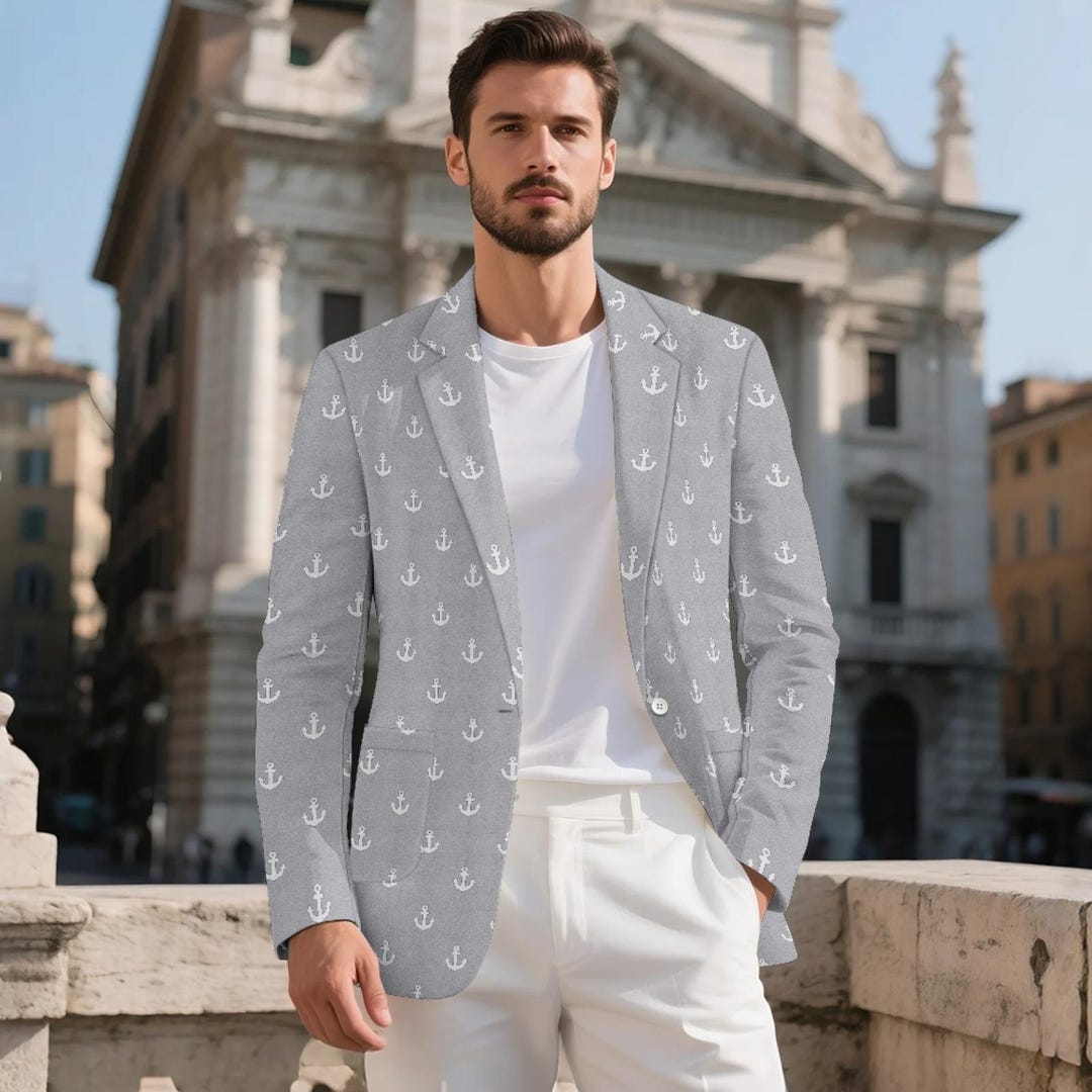 Jaws Mayor Jacket Grey & White Anchor Blazer Nautical Costume Coat ...