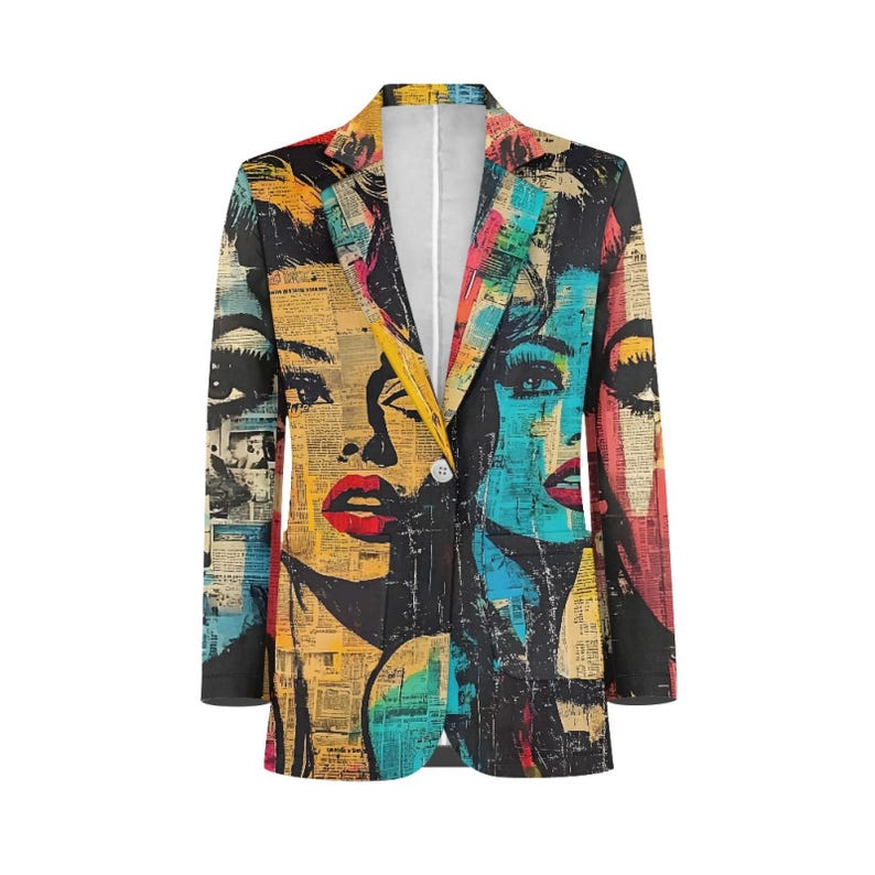 Female Pop Art Blazer Newsprint Jacket Newspaper Painting for Men or ...