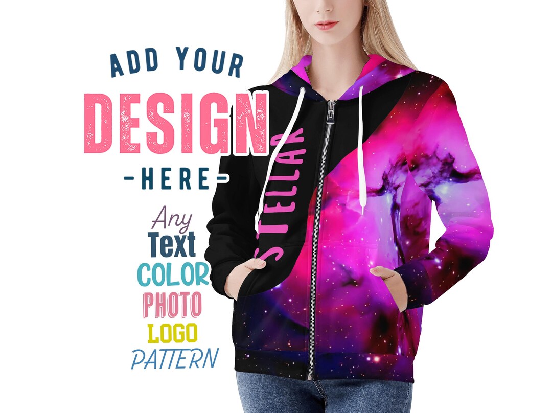 Custom Zip Hoodie All Over Print Men's Classic Zip up Hooded Sweatshirt ...