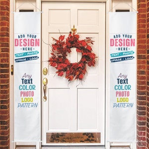 Front Door Banners Personalized 2 Piece Hanging Banner Set for Entryway ...