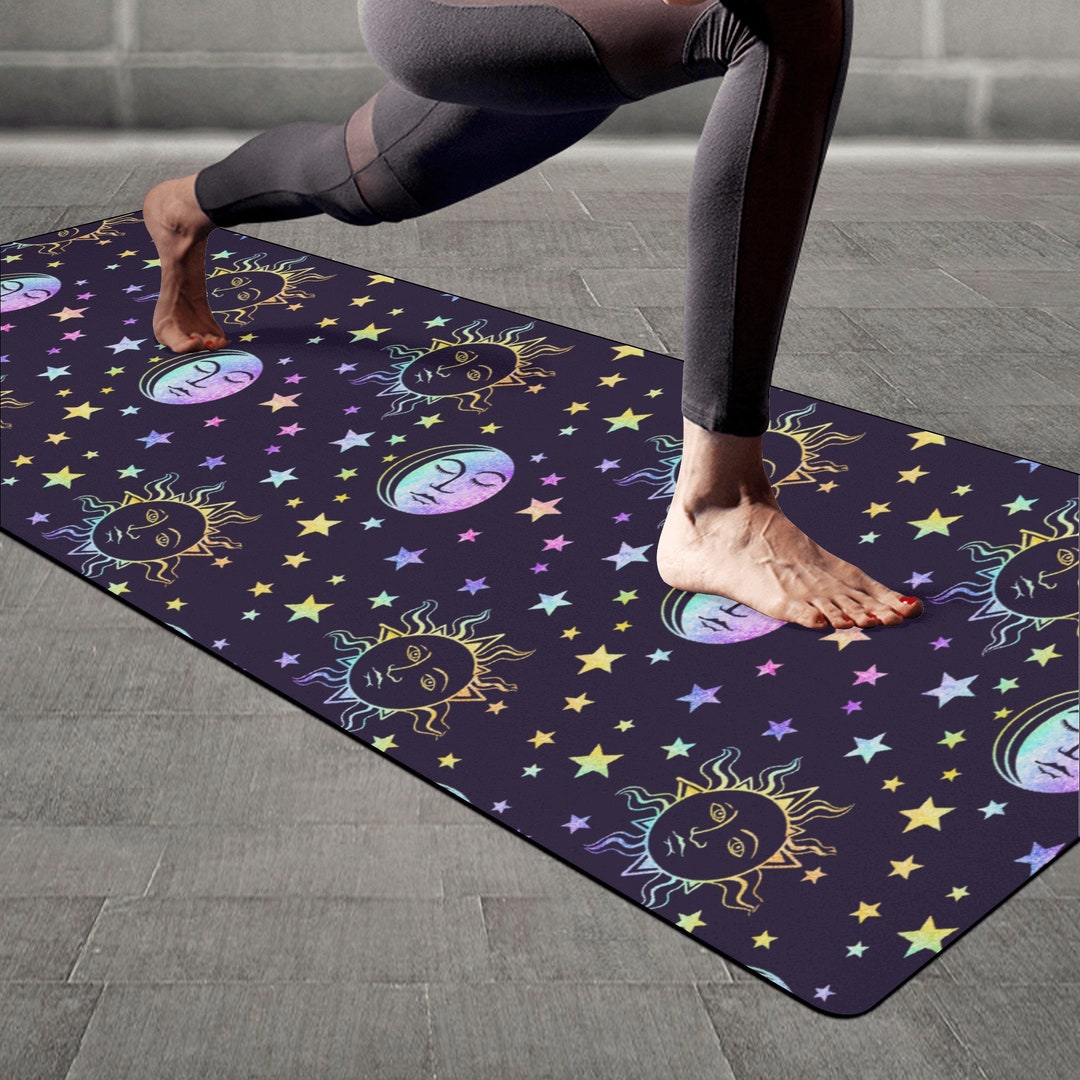 Celestial Moon Yoga Mat Premium Pilates Galaxy Stars Exercise Pad Sun ...