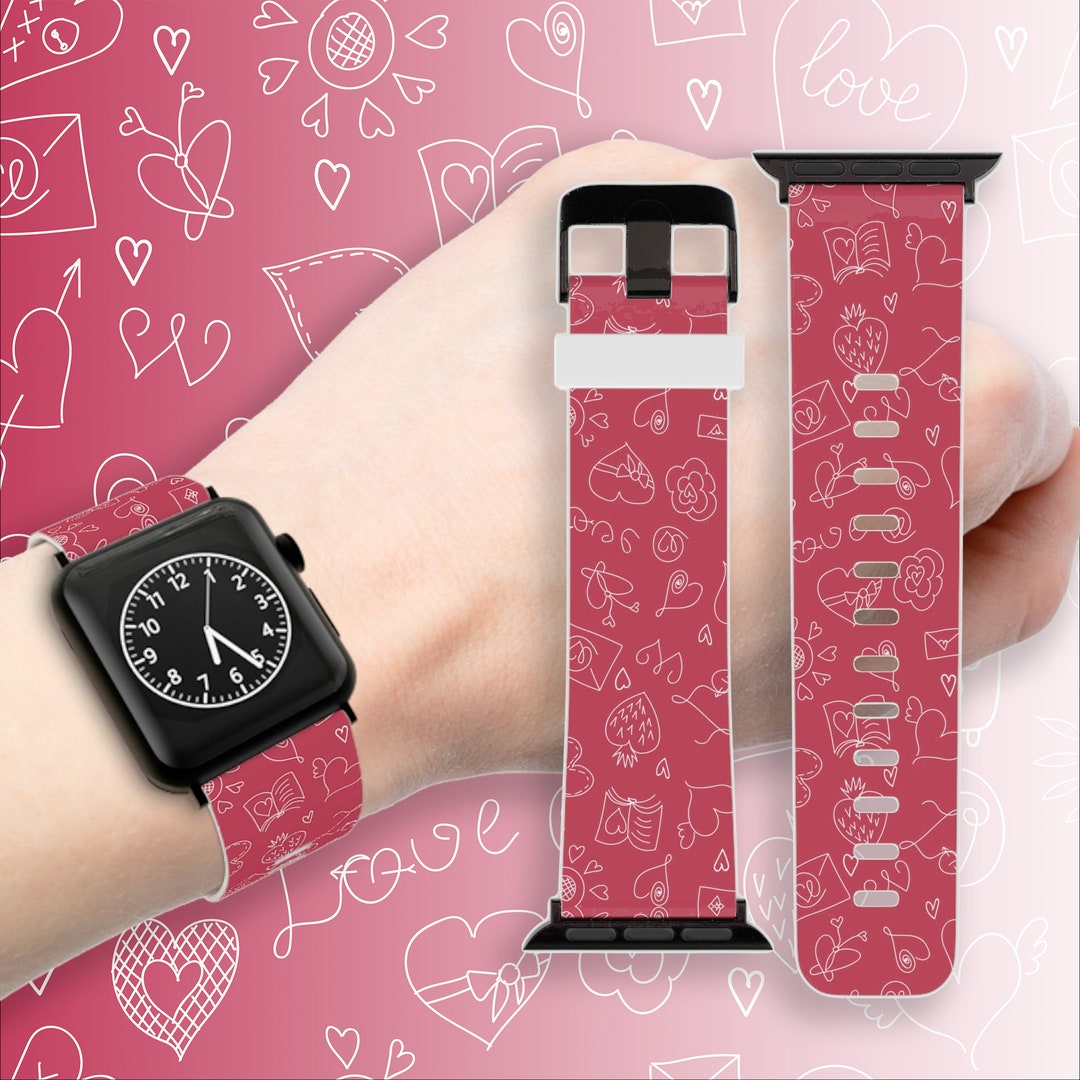 Red Valentines Apple Compatible Watch Band, Love Letters Silicone Watch ...