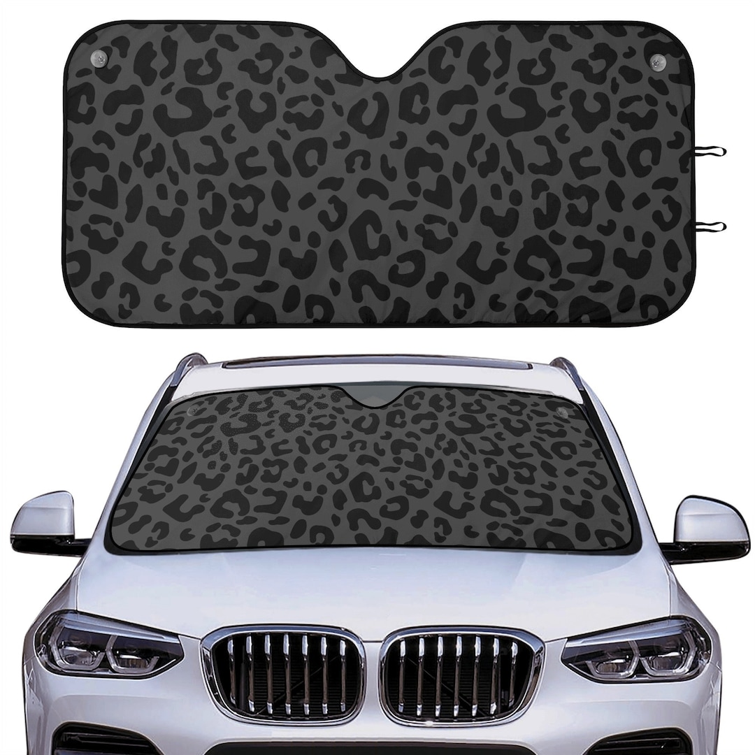 Black Leopard Sunshade for Cars SUV Dark Grey Cheetah Sun Blocker ...