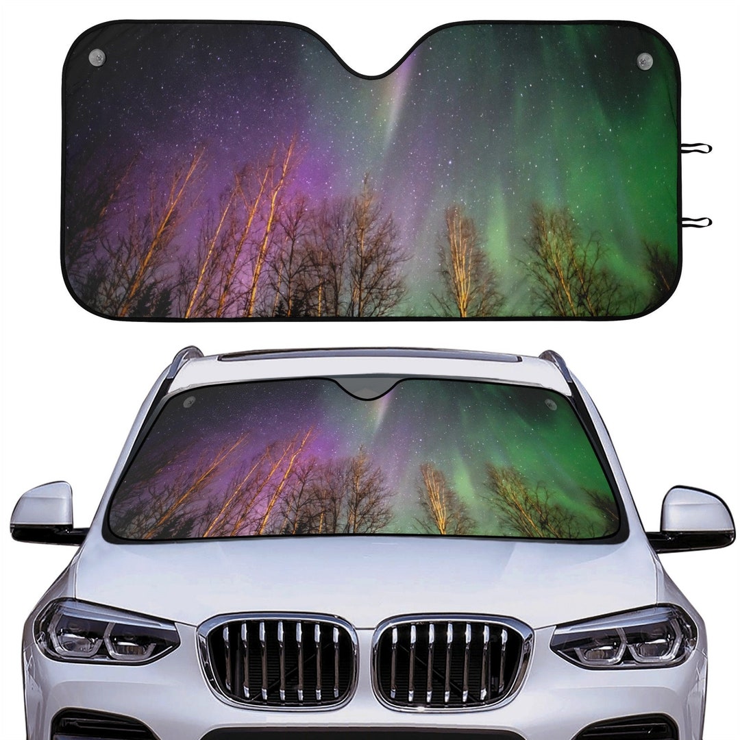 Rainbow Skies Sun Shade for Vehicles Aurora Borealis Car Sunshade Stars ...