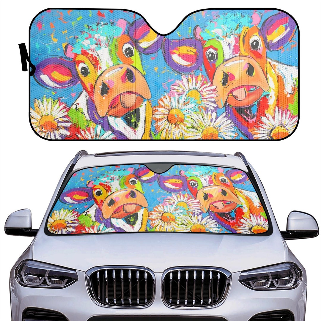 Cow Sun Shade for Vehicles Cute Farm Animal Car Windshield Sunshade Sun ...
