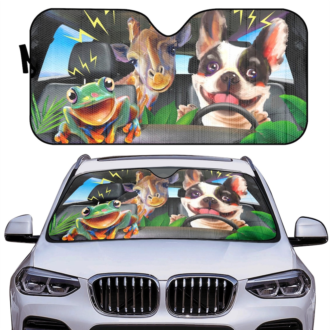 Funny Animals Car Sunshade Dog Auto Sun Shade Cute Giraffe Windshield ...