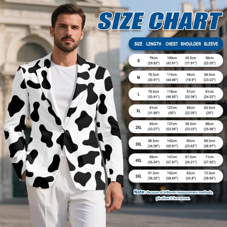 Cow Print Suit Jacket Black & White Cow Blazer for Men or Women Novelty ...