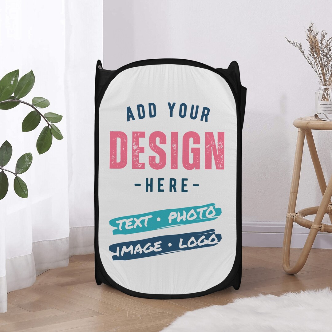 Custom Laundry Basket Personalized Square Hamper Design Your Own Gift ...