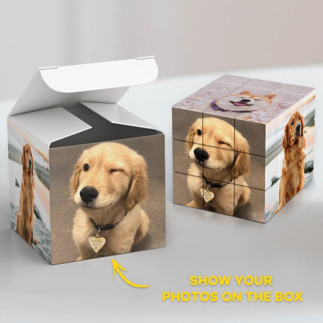 Personalized Photo Rubik's Cube With Matching Gift Box Custom Puzzle ...