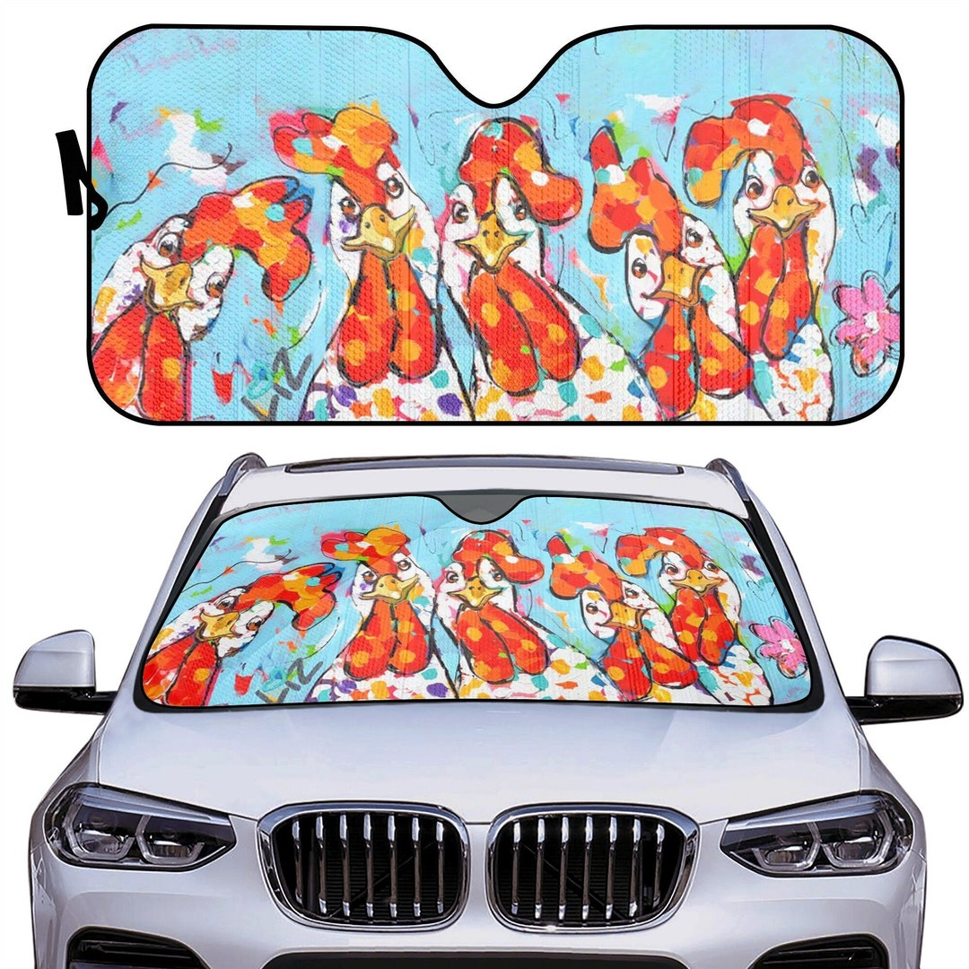 Chicken Car Sunshade Farm Animal Auto Sun Shade for Women Windshield ...