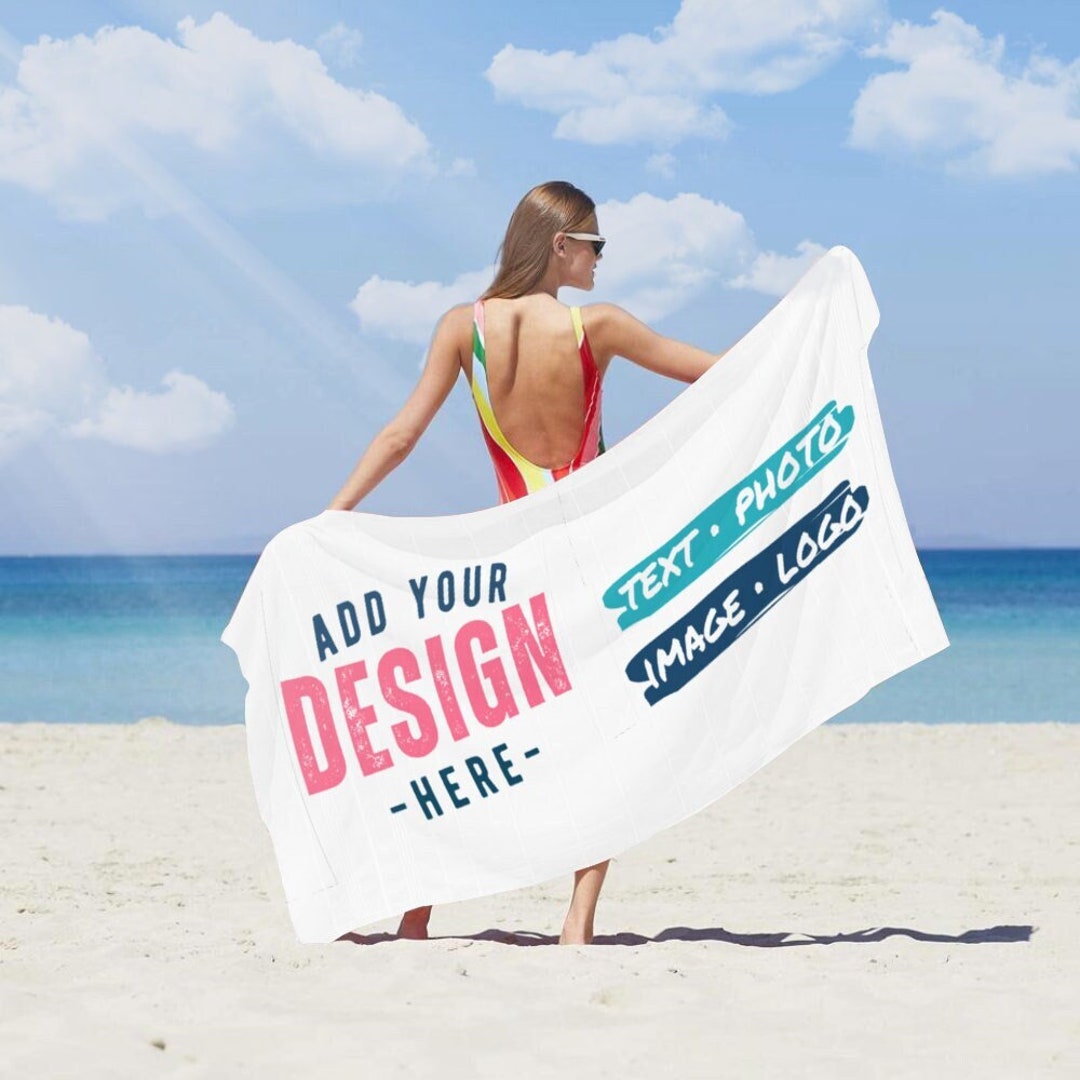 Custom Beach Towel Photo Image Logo Text Personalized Extra Large Bath ...