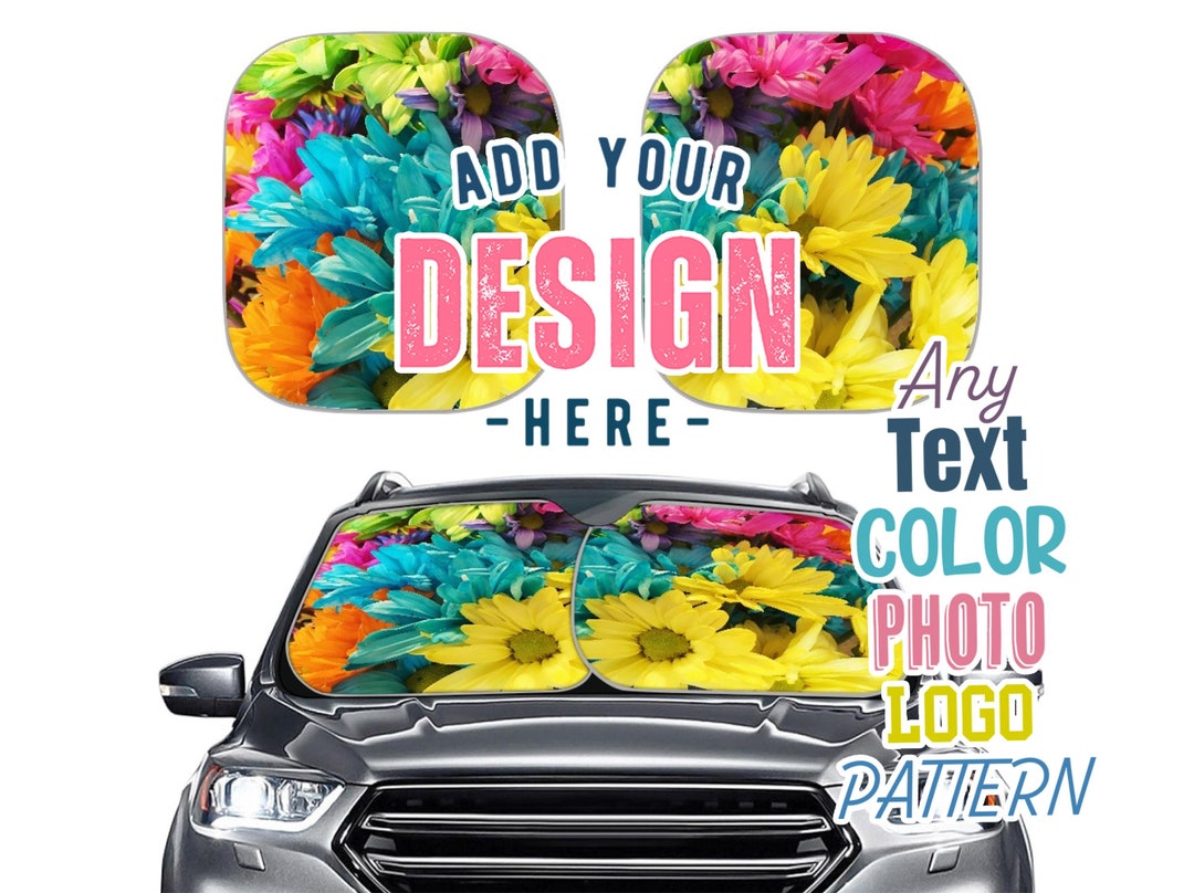 Custom Car Sun Shade for Windshield Screen Personalized 2 Piece ...