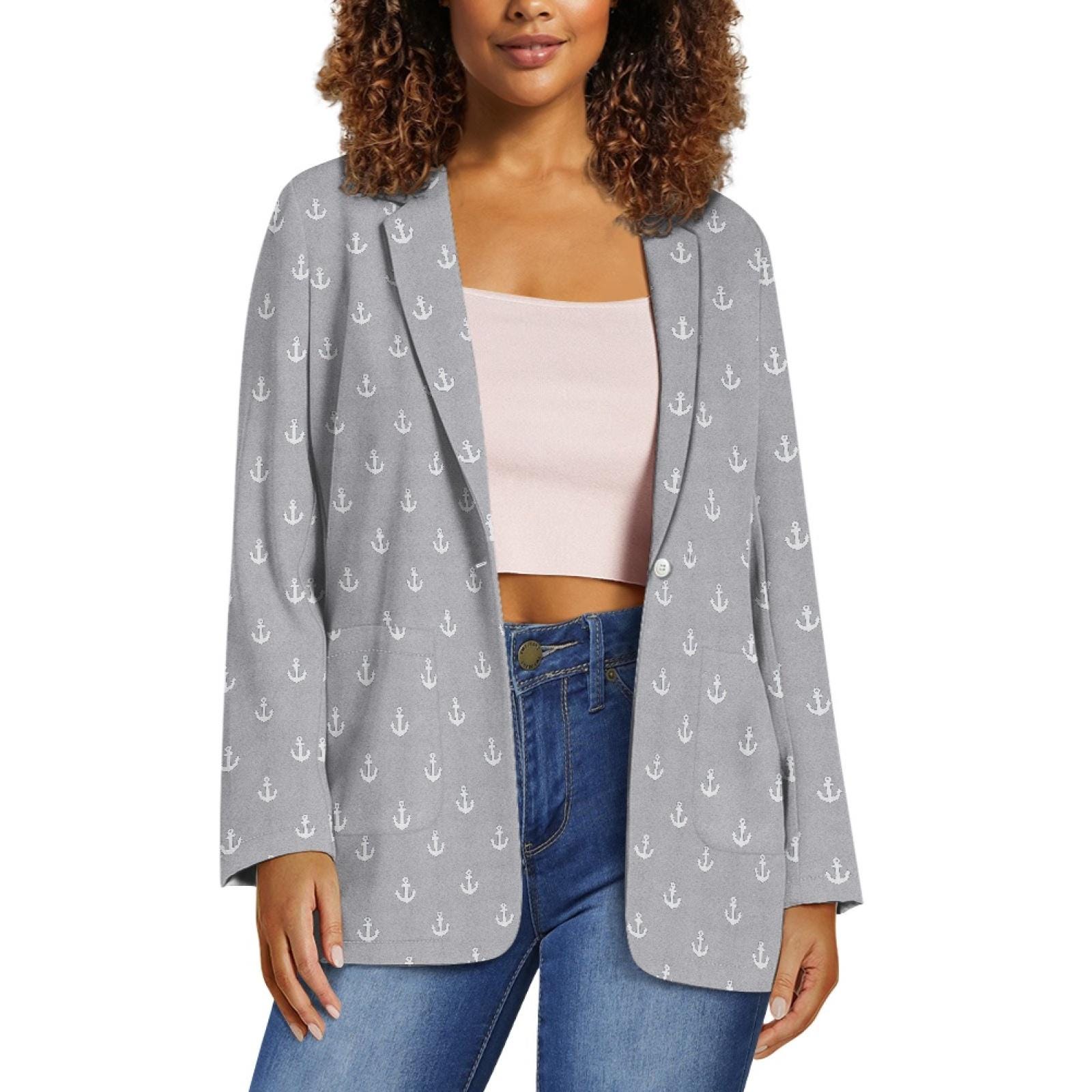 Jaws Mayor Jacket Grey & White Anchor Blazer Nautical Costume Coat ...