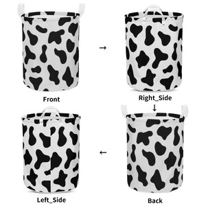 Cow Print Laundry Basket Round Hamper Cattle Gift for Her Minimalist ...